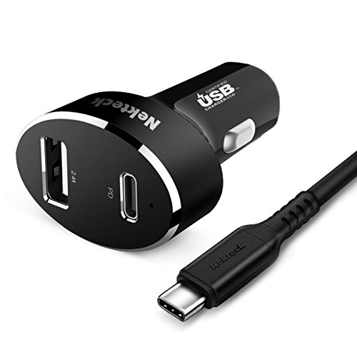 Type C Car Charger, Nekteck USB Adapter with 45W Power Delivery and 12W A Port Compatible with iPhone, iPad, MacBook, Galaxy, Google Pixel, 3.3ft Cable Included, NOT Ideal for Note10+PPS
