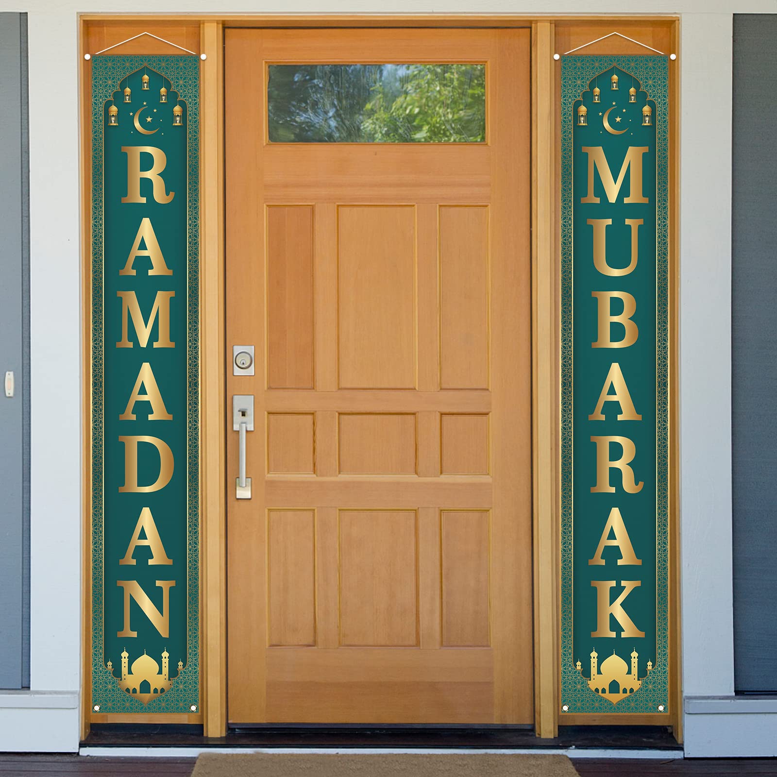 Jiudungs Ramadan Decoration Outdoor Ramadan Mubarak Banner for Front Porch Door Ramadan Mubarak Decor Ramadan Decoration and Supplies for Home