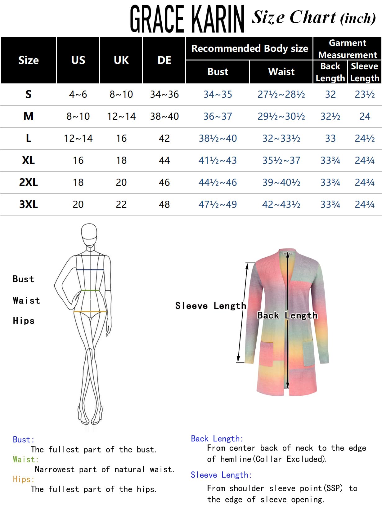 GRACE KARIN Womens Folklore Cardigan Color Block Sweaters(M,Gradient Yellow)