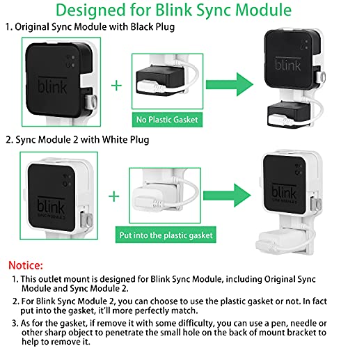 64GB USB Flash Drive and Outlet Wall Mount for Blink Sync Module 2,Mounting Bracket Holder with Short Cable for All-New Blink Outdoor Indoor Home Security Camera Sync Module, No Messy Wires or Screws