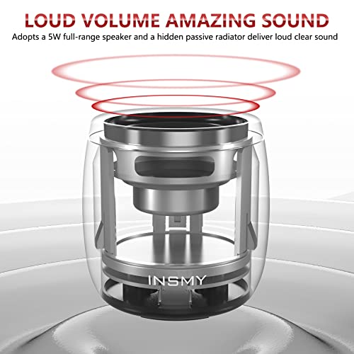 INSMY Small Bluetooth Speaker, Mini Portable Wireless Speaker, Punchy Bass Rich Audio Stereo Pairing, Handheld Pocket Size 10H Playtime Built in Mic for Hiking Biking Gift Laptop Tablet