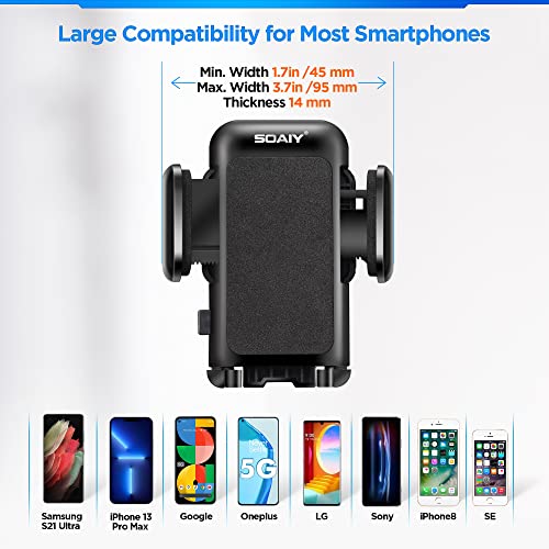 3-In-1 Multifunctional Car Mount + Car Charger + Voltage Detector, SOAIY Car Mount Charger Holder Cradle w/Dual USB 3.1A Charger, Display Voltage Current for iPhone7 6s 6 5s Samsung S7 S6 S5
