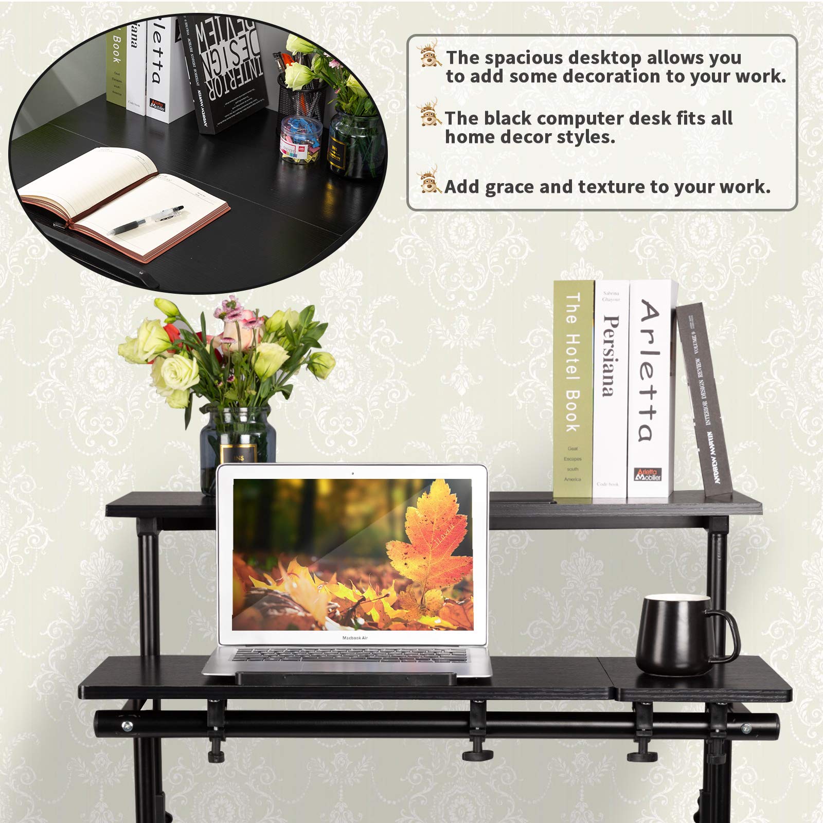 Hadulcet Mobile Standing Desk, Rolling Table Adjustable Computer Desk, Stand Up Laptop Desk Mobile Workstation for Home Office Classroom with Wheels, 31.49 x 23.6 in Light Grey