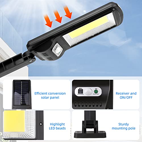 UCGG Solar Street Light, 1 Pack Solar Outdoor Light IP67 Waterproof Safety Flood LED Light with 3 Lighting Modes Remote Control for Yard Street Garden Walkway Pathway, Black (YKBideng-1p)