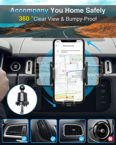 VANMASS Upgraded Car Vent Phone Mount [Patent Steel-Hook] Air Vent Holder Clip Sturdiest Shockproof Universal Mobile Cell Phone Mount Handsfree Stand Cradle for iPhone 14 13 Samsung Galaxy,Grey