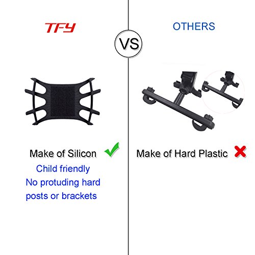 TFY Car Mount Universal Car Headrest Mount Holder with Silicon Holding Net Compatible with Both 4.5-6 Inch Phones and 7-10.5 Inch Tablets