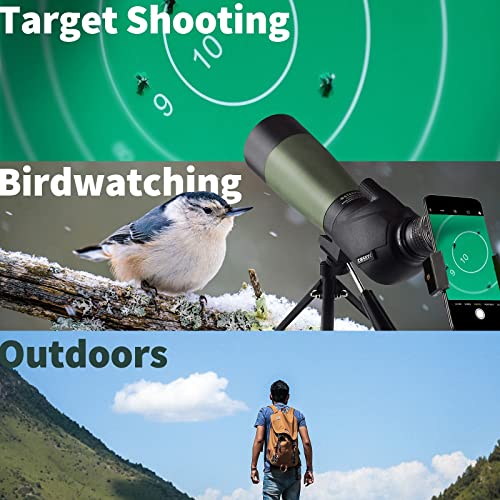 Gosky 20-60x60 HD Spotting Scope with Tripod, Carrying Bag and Scope Phone Adapter - BAK4 45 Degree Angled Spotter Scope for Target Shooting Hunting Bird Watching Wildlife Scenery