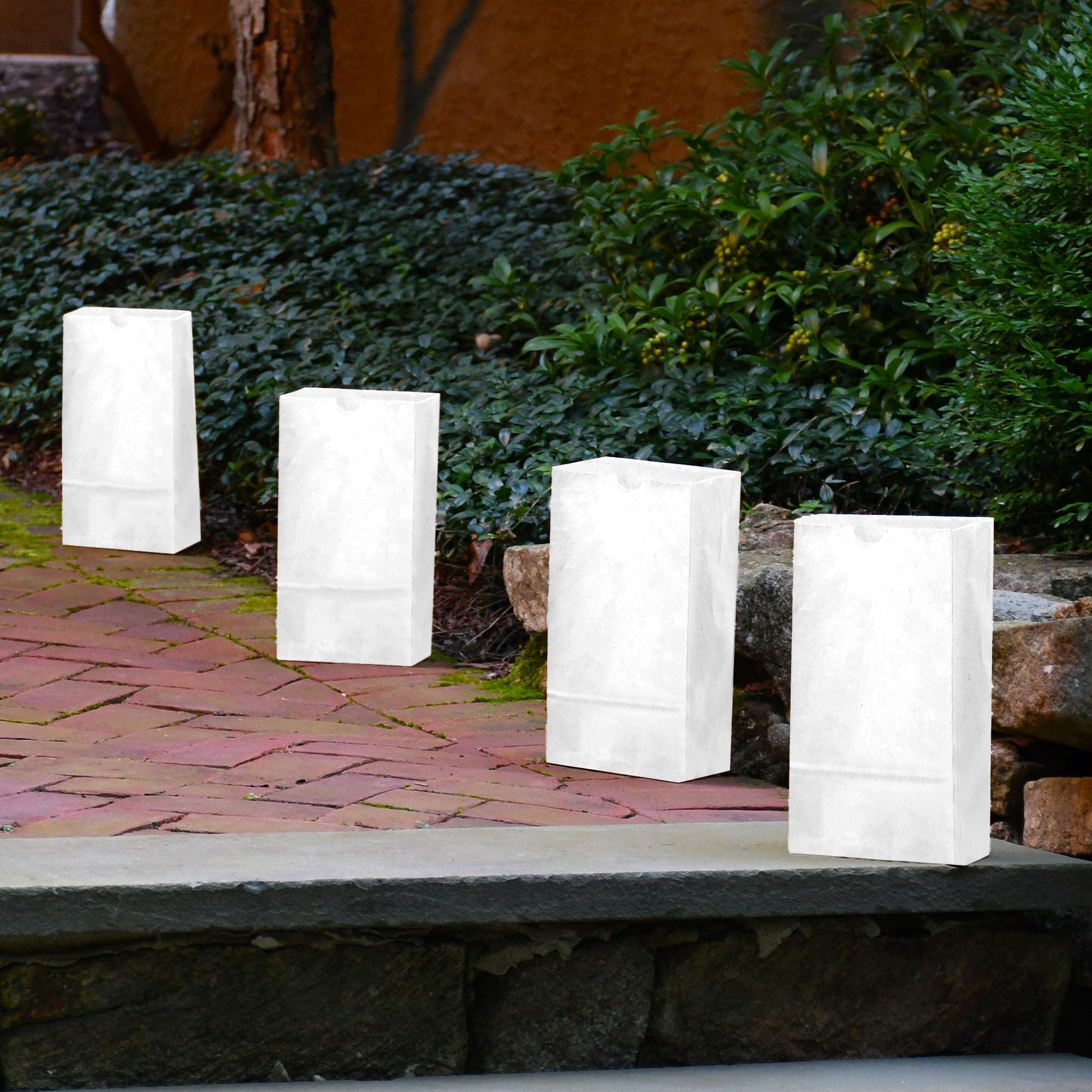 LumaBase Paper Luminaria Bags, White - Set of 100