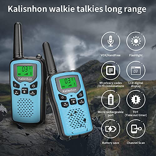 Walkie Talkies for Adults,Kalisnhon walkie talkies with 22 FRS Channels,walkie Talkie Long Range with Flashlight VOX LCD Display Two Way radios for Cycling Camping Hiking(2 Pack)