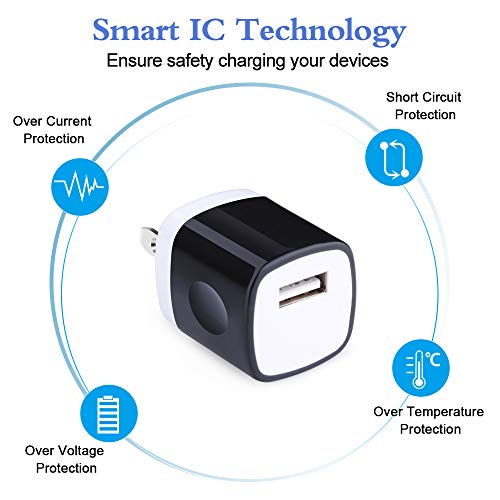 Wall Charger Block, Hootek USB Plug 5Pack 1A/5V Single Port Wall Charger Box Charging Cube Brick Compatible iPhone 14 13 Pro 12 11 XS Max X 8 Plus,iPad,Samsung Galaxy,LG,HTC,Moto,Android Phone Charger