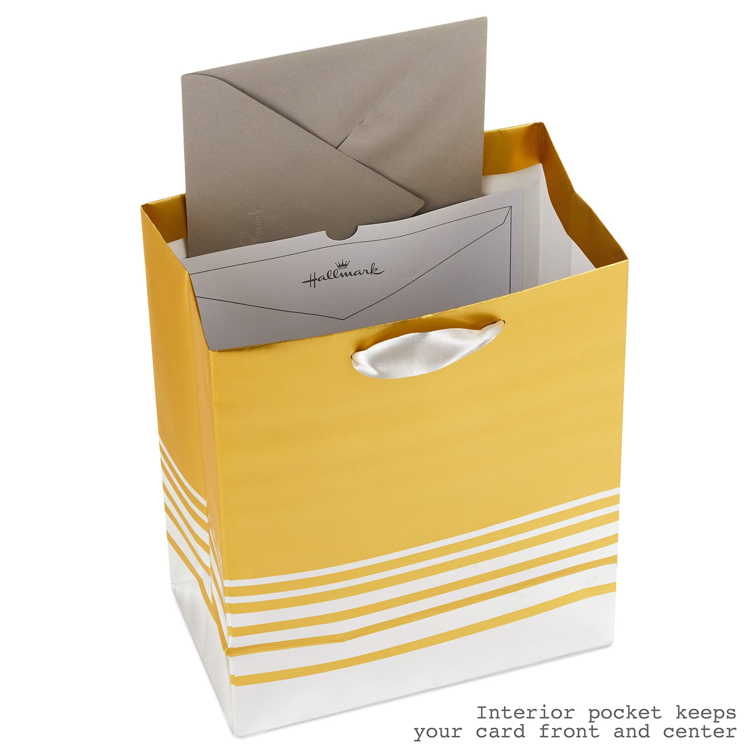 Hallmark 9" Medium Gift Bag with Tissue Paper (Silver and Gold Foil) for Graduations, Birthdays, Bridal Showers, Weddings, Christmas, Hanukkah, Holidays, All Occasion