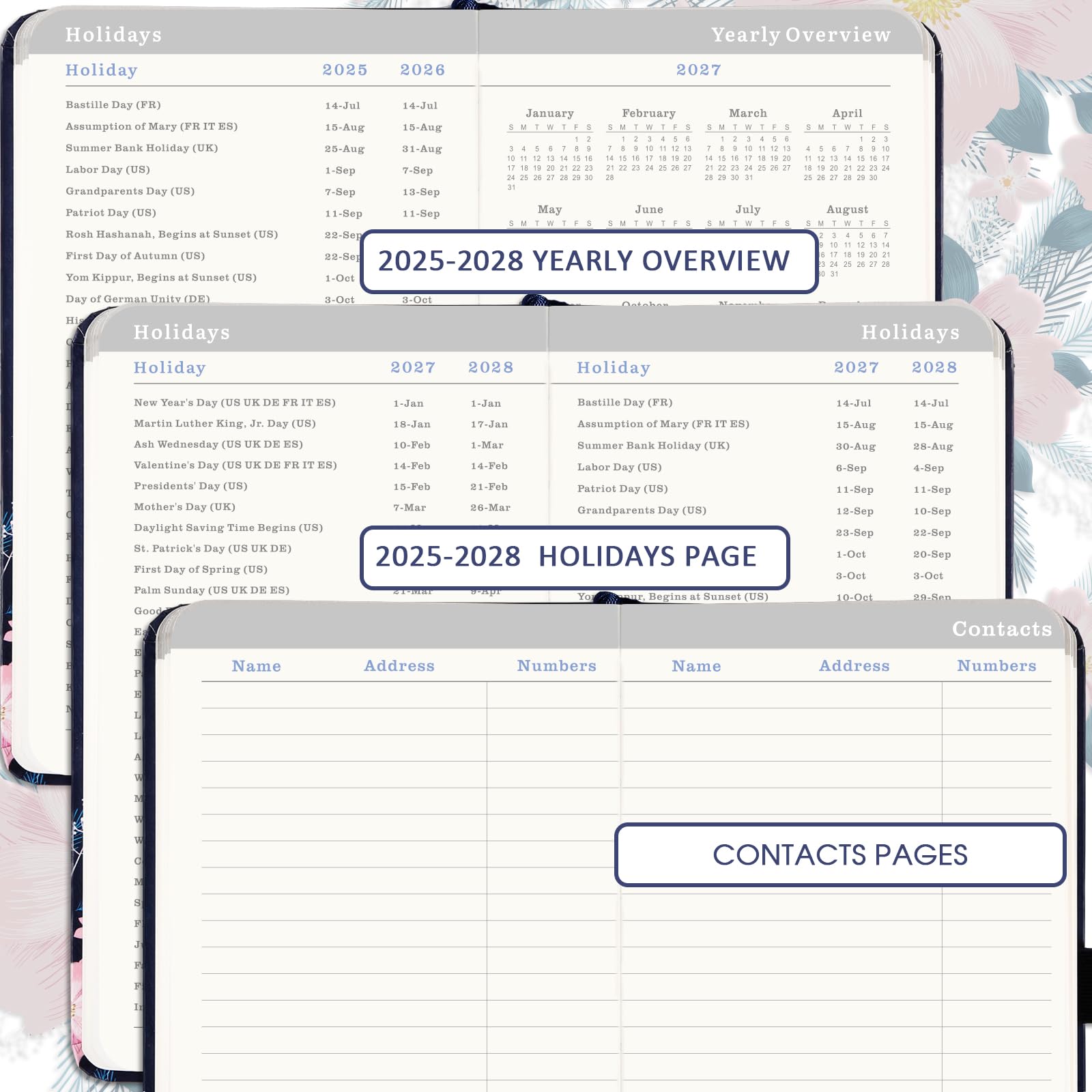 2023-2025 Pocket Planner/Calendar - 3 Year Monthly Planner from Jan 2023 - Dec 2025, 6.3" x 3.8", 2023-2025 Monthly Planner with 61 Notes Pages, Inner Pocket, Pen Loop, Elastic Closure
