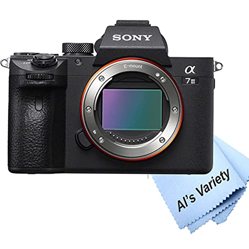 Sony Intl Sony a7 III Full-Frame Mirrorless Interchangeable-Lens Camera with 3-Inch LCD (Body Only), Tripod, Case, and More (11pc Bundle) (Renewed), Black