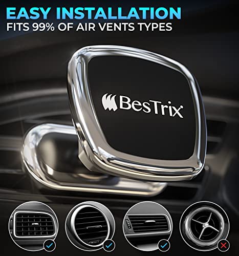 Bestrix Magnetic Phone Car Mount Magnetic Car Cell Phone Holder | Magnet Car Phone Holder Compatible w/ iPhone 12 11 Pro/11 Pro Max/XS/XR/X/8/7,Galaxy S10/S10+/S9/S9 Note & More (Air Vent)