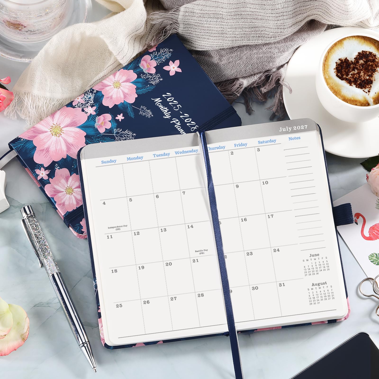 2023-2025 Pocket Planner/Calendar - 3 Year Monthly Planner from Jan 2023 - Dec 2025, 6.3" x 3.8", 2023-2025 Monthly Planner with 61 Notes Pages, Inner Pocket, Pen Loop, Elastic Closure