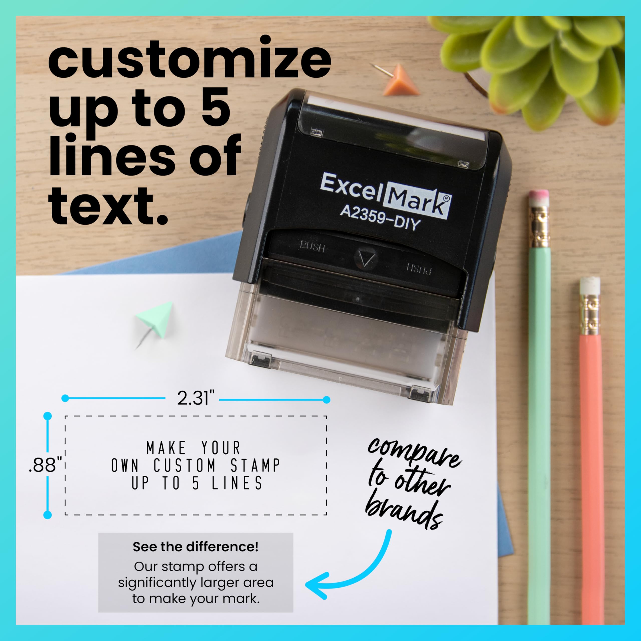 ExcelMark Self-Inking Do It Yourself Stamp Kit - A2359-DIY - Black Ink