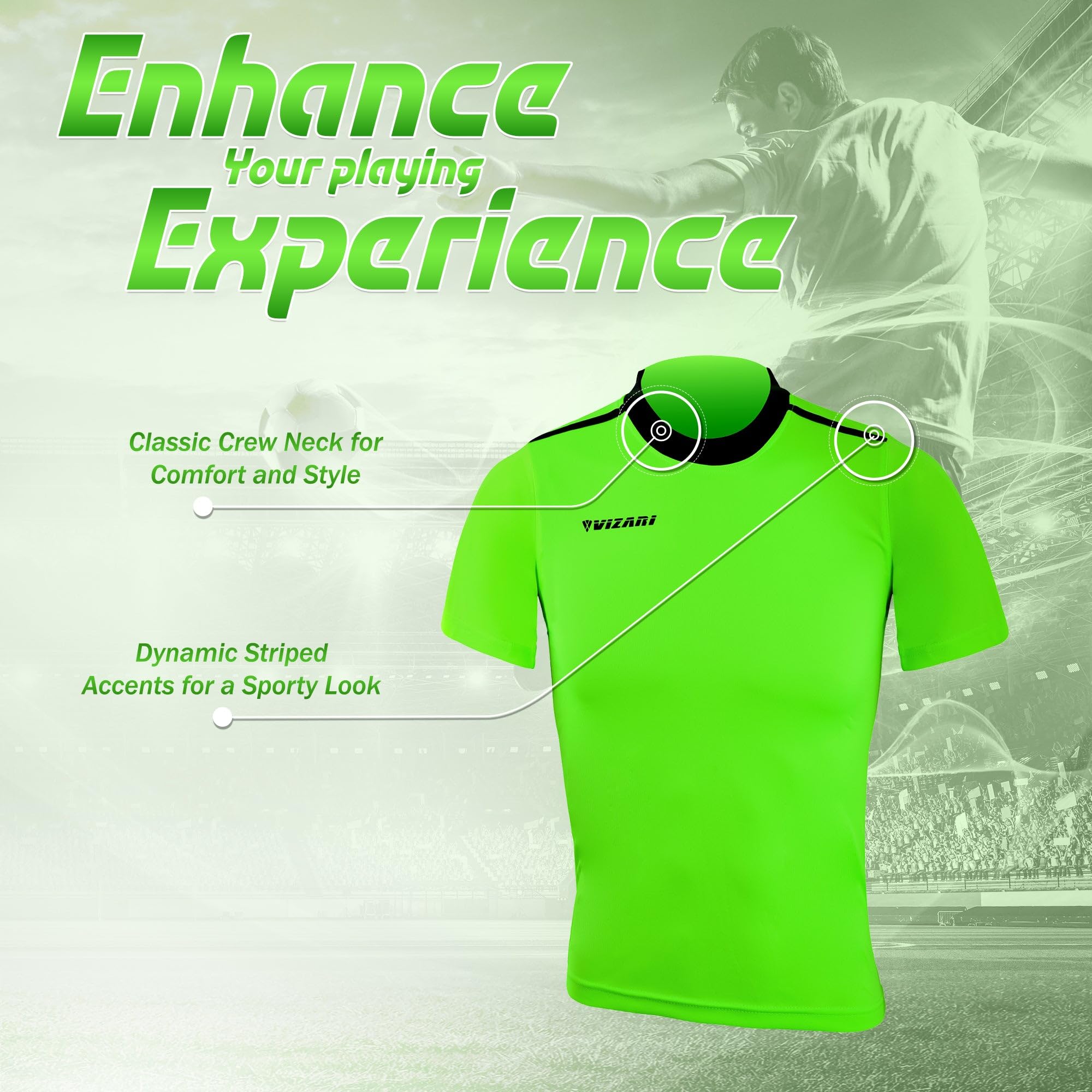 Vizari Velez Jersey for Men and Women | 100% Polyester Adult Soccer Goalie Jersey for Exceptional Performance Neon Green