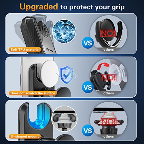 pop-tech Car Vent Phone Mount for Socket Grip, Air Vent Clip Phone Holder Compatible with Magsafe Wallet Black & iPhone Samsung Card Holder, Cell Phone Stand with Sticky Adhesive
