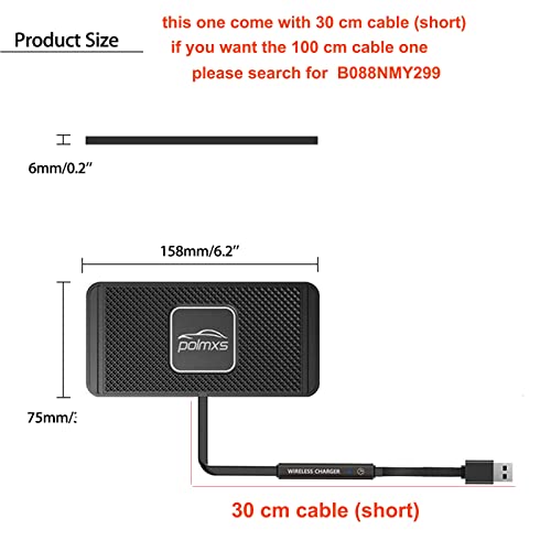 Wireless Charger,POLMXS Wireless car Charger Charging pad 10w Non Slip qi Charger pad Fast Wireless Phone Charger for car Cell phoneWireless Charging mat galaxy21/20 Note10 S9S10S8 (30cm Cable)(C2Y)