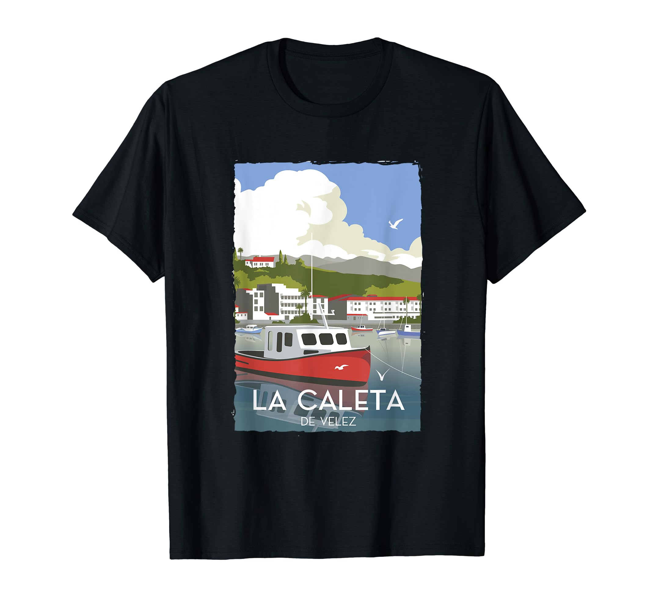 La Caleta De Velez Spain Harbor Vintage Poster T-SHIRT Gift