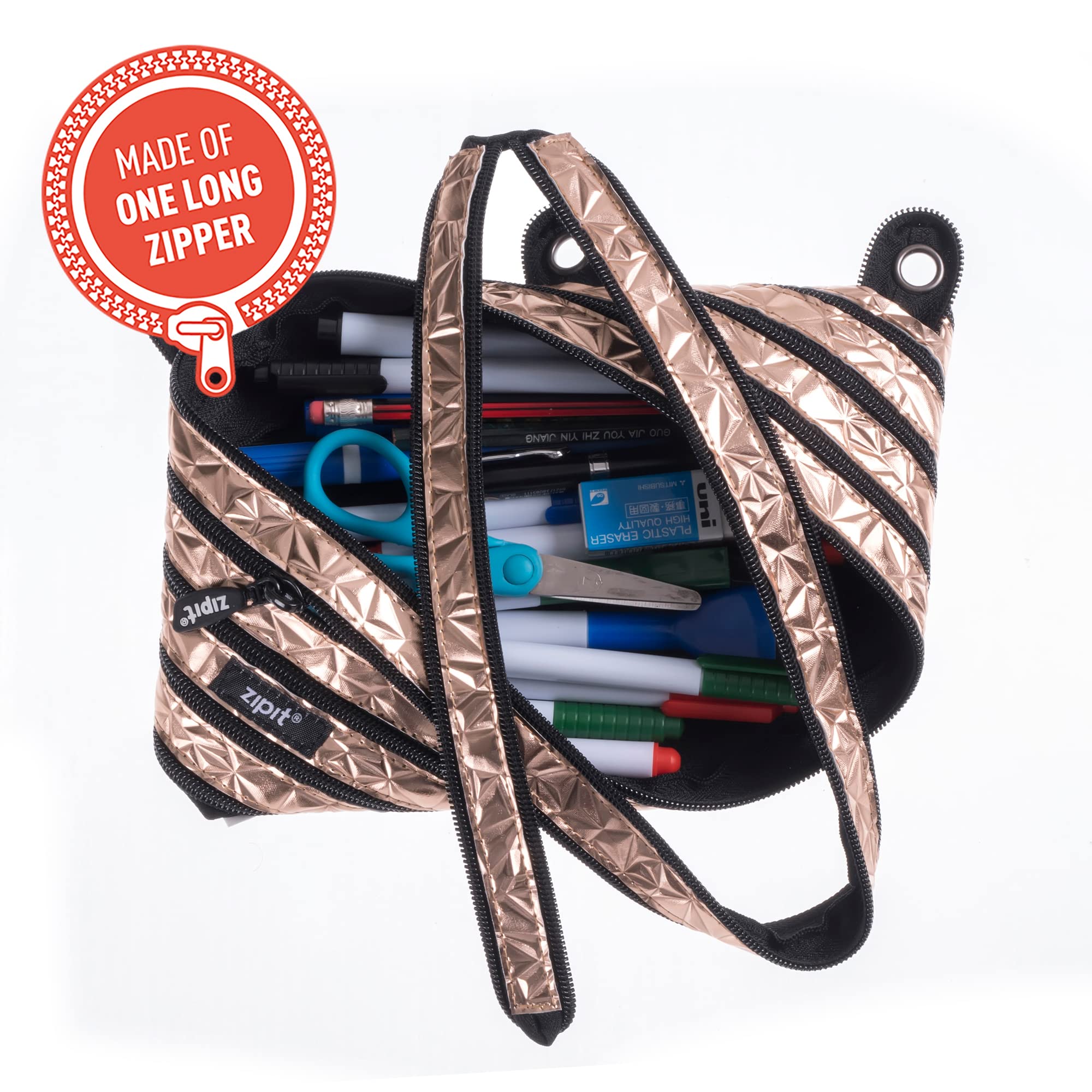 ZIPIT Girls' 3-Ring Pouch, Bronze Crackle, 9.060.785.91 inch (LWH)