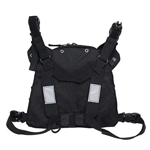 ABBREE Chest Harness Front Pack Pouch Holster Vest Rig for Baofeng UV-5R BF-F8HP UV-82 TYT Ham Two Way Radio (Rescue Essentials) (Reflective Black)