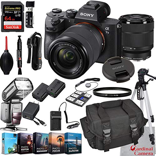 Sony Alpha a7 III Mirrorless Digital Camera with 28-70mm Lens Bundle + Extreme Speed 64GB Memory (24 Items)