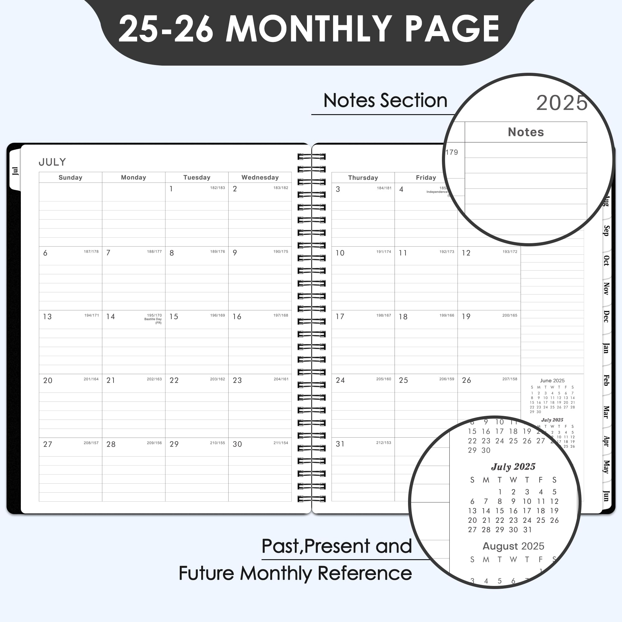 Planner 2023-2024 - Weekly and Monthly Planner, July 2023 - June 2024, 8'' x 10'', 2023-2024 Academic Planner with Monthly Tabs, Twin-Wire Binding, Thick Paper, Flexible Cover - Classic Black