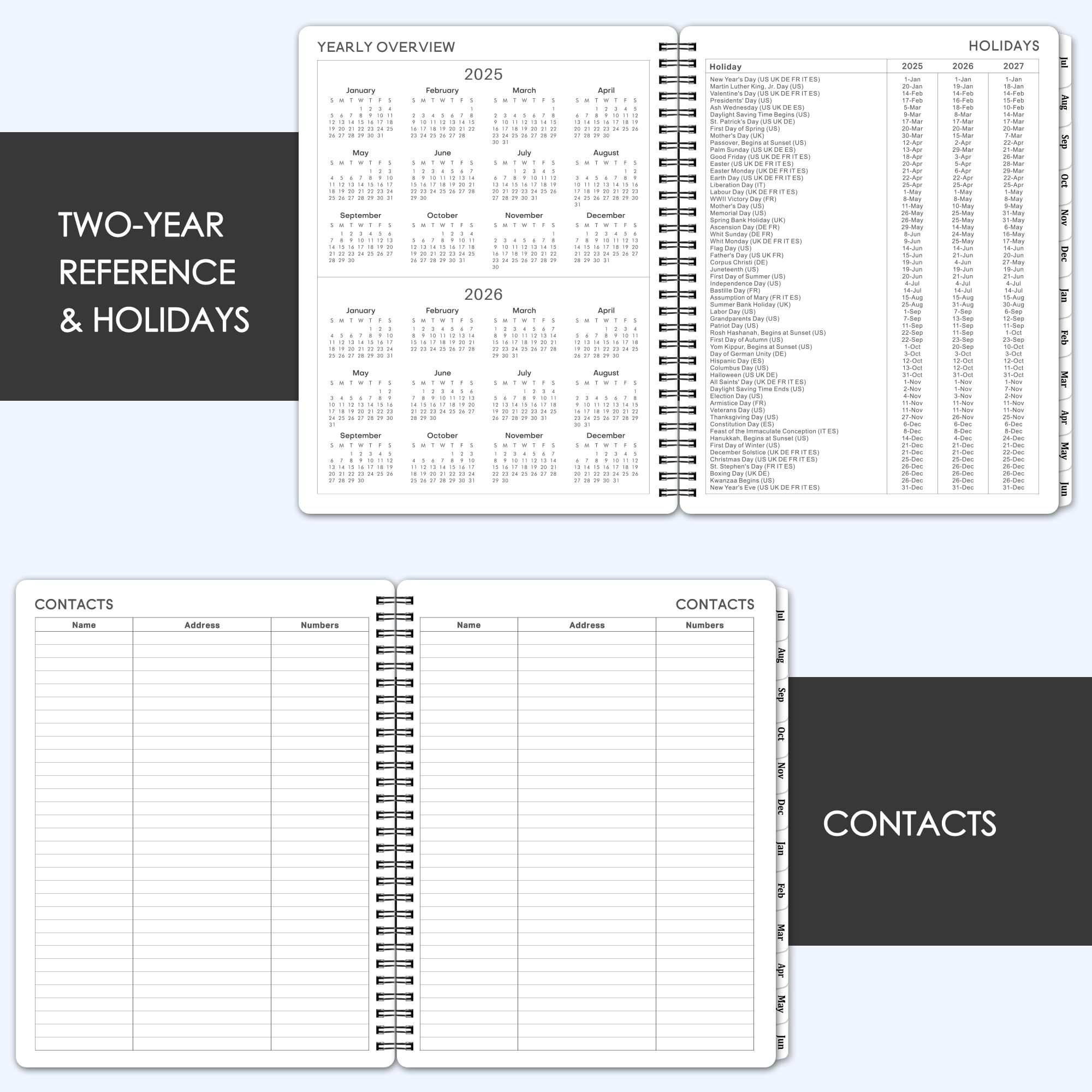 Planner 2023-2024 - Weekly and Monthly Planner, July 2023 - June 2024, 8'' x 10'', 2023-2024 Academic Planner with Monthly Tabs, Twin-Wire Binding, Thick Paper, Flexible Cover - Classic Black