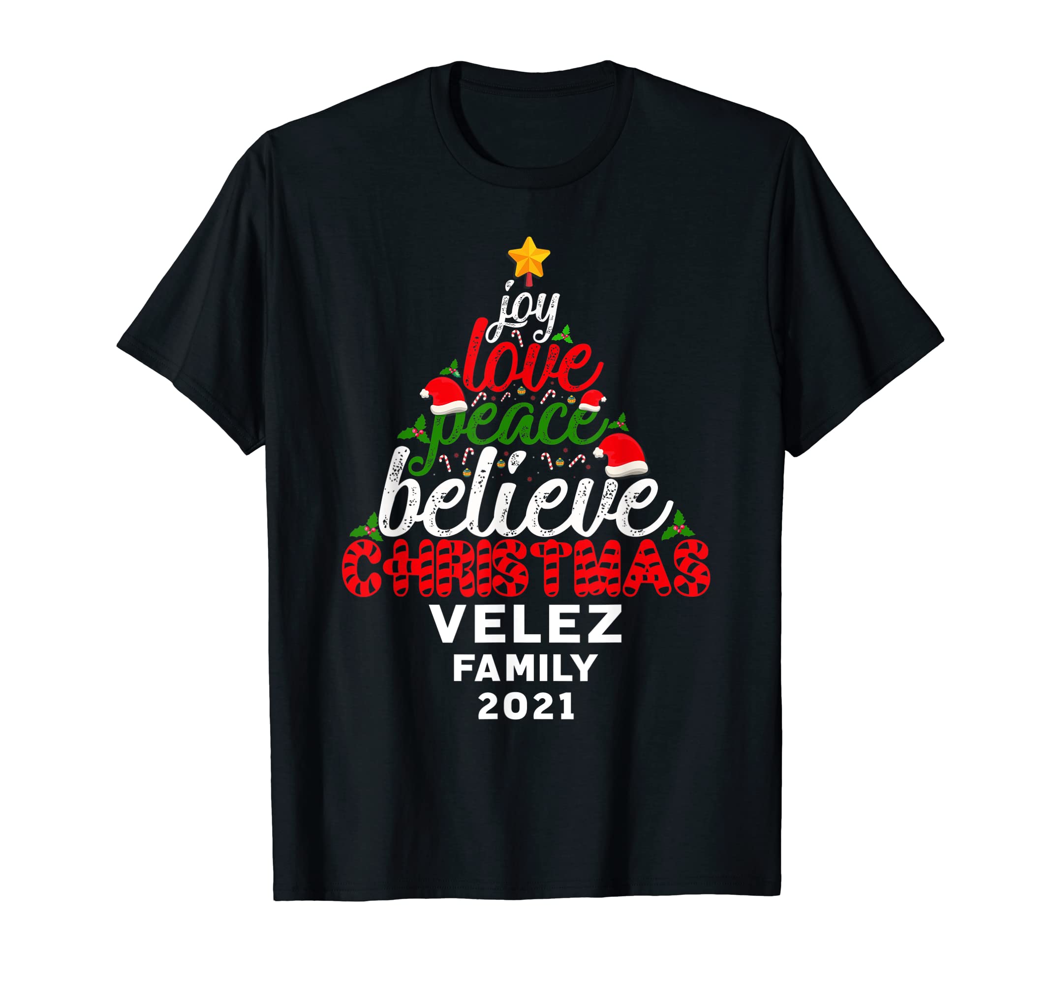 Custom family Christmas matching name Velez T-Shirt