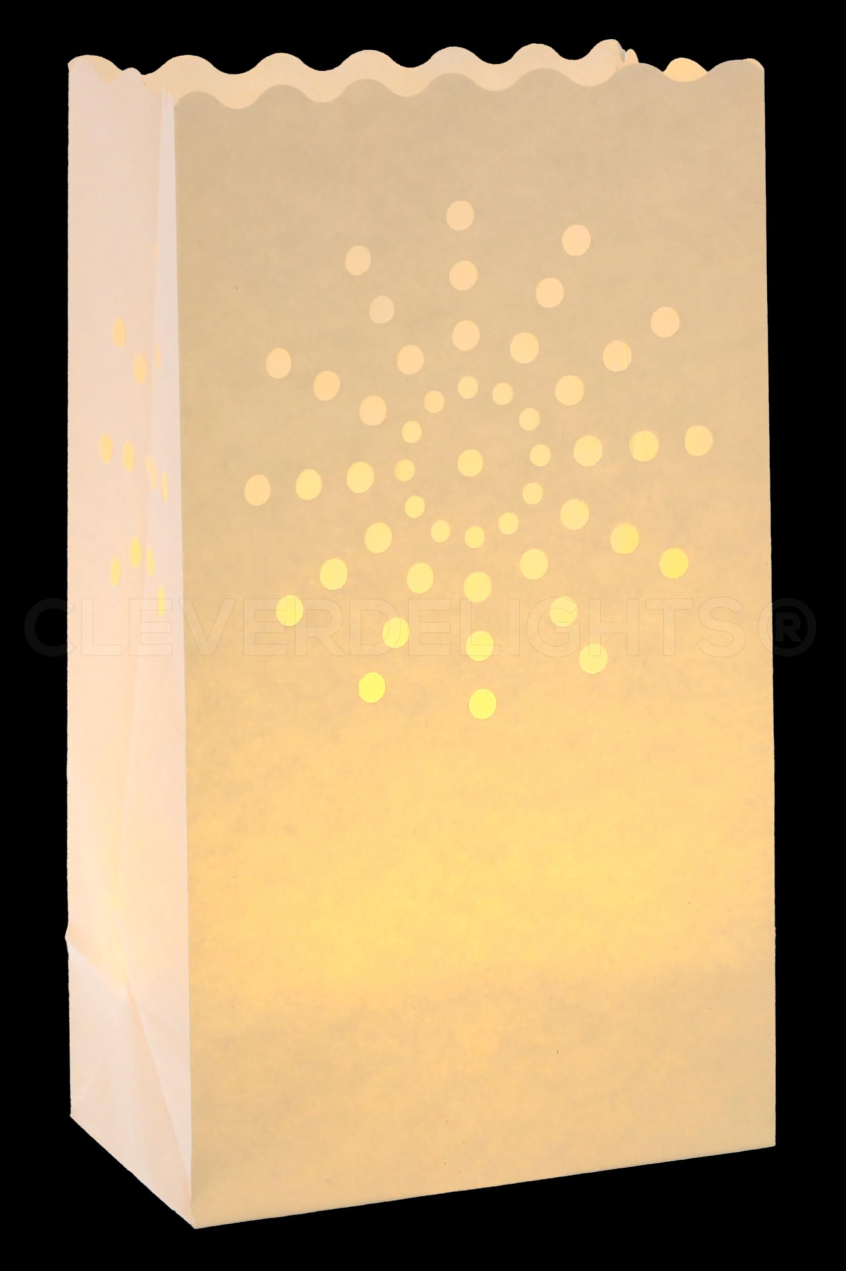 CleverDelights White Luminary Bags - 20 Count - Sunburst Design - Wedding Party Christmas Holiday Luminaria