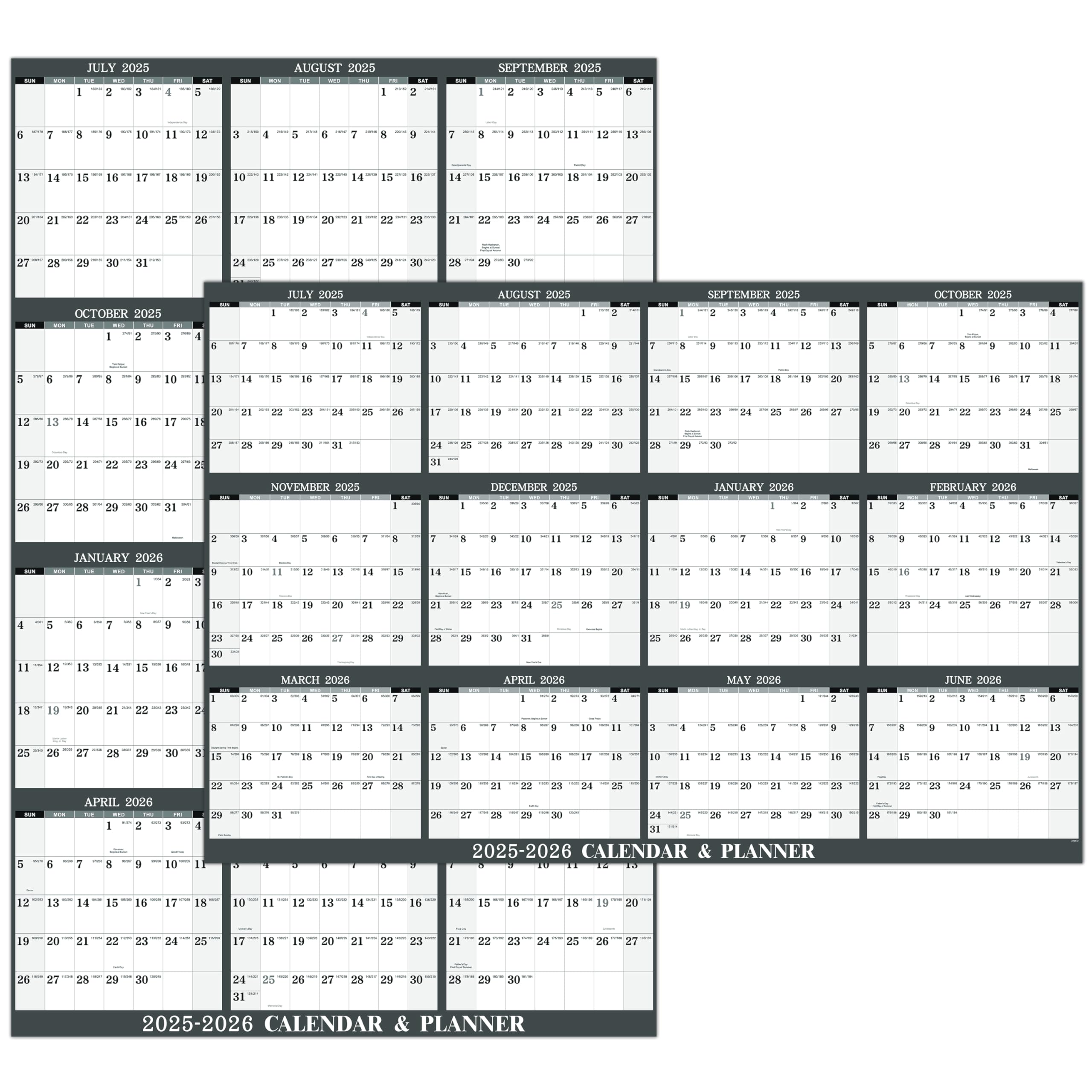 2023 Yearly Wall Calendar - 2023 Dry Erase Wall Calendar, Yearly Wall Calendar 2023 with Julian Date, 34.6" x 22.9" Full Year Wall Calendar, Jan. 2023 - Dec. 2023, Large, Wet & Dry Erase Laminated, Vertical/Horizontal, Reversible - Classic Grey