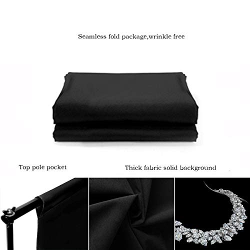 HMTFOTO 5X7ft Video Studio Solid Black Photography Backdrop Background Chromakey Muslin Portrait Background Screen for Photography
