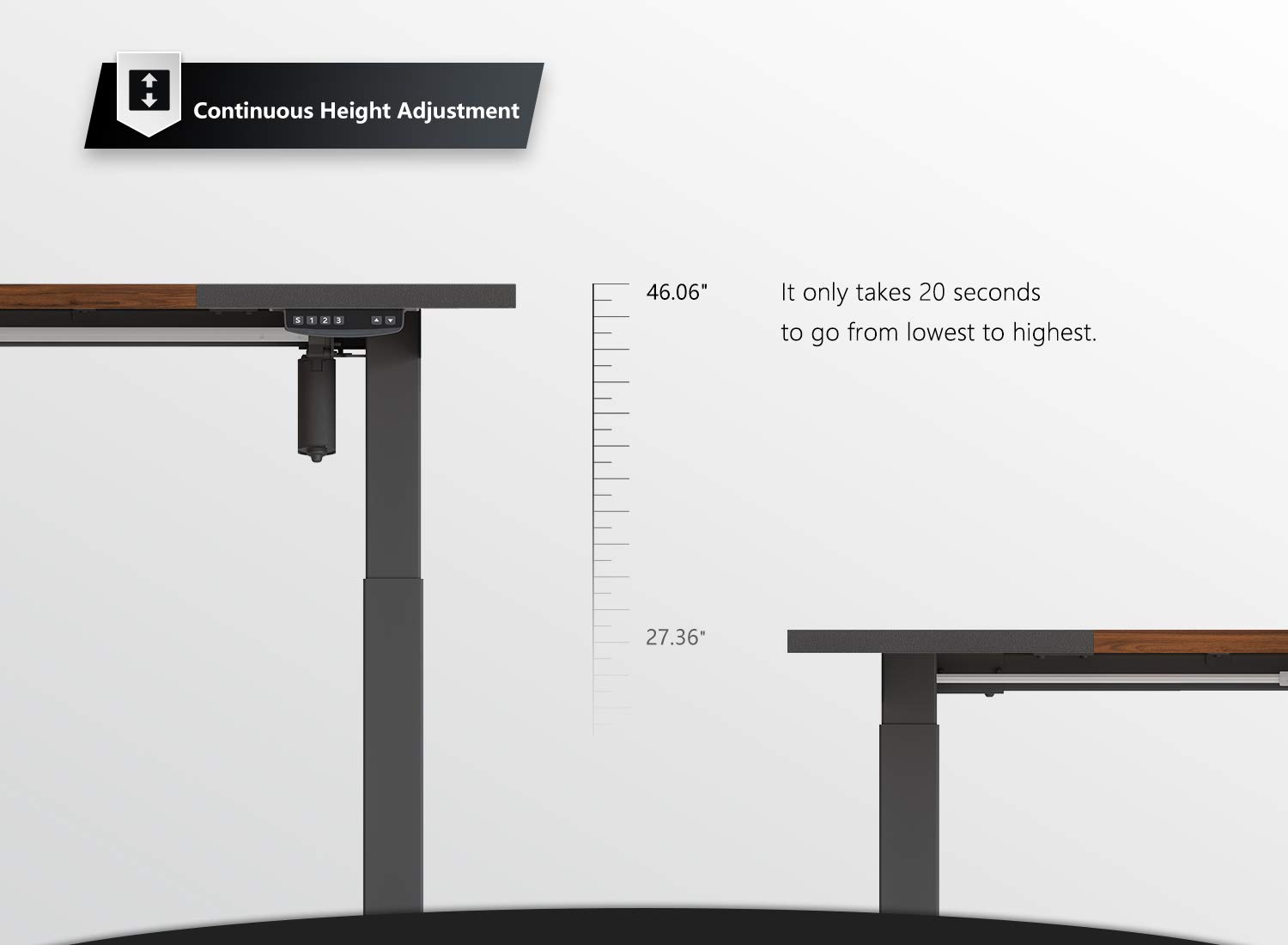FEZIBO Height Adjustable Electric Standing Desk with Pencil Holder, 48 x 24 Inches Stand Up Desk, Sit Stand Desk with Black and Espresso Top and Black Frame