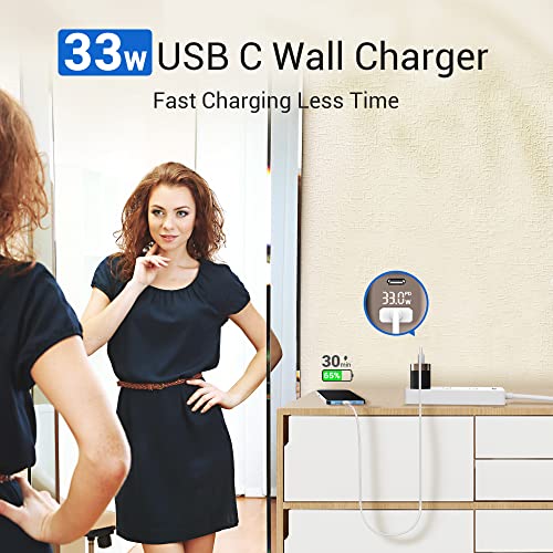 Tryall 30W USB-C Power Adapter - iPhone Charger with Fast Charging Capability, Type C Wall Charger, 33W Samsung Only - White