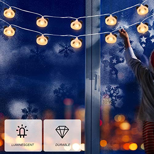 Uonlytech Panda Shape String Light Battery Operated Decorative String Lamps Cute Panda Hnaging Light for Bedroom Garden Parties Wedding Holiday