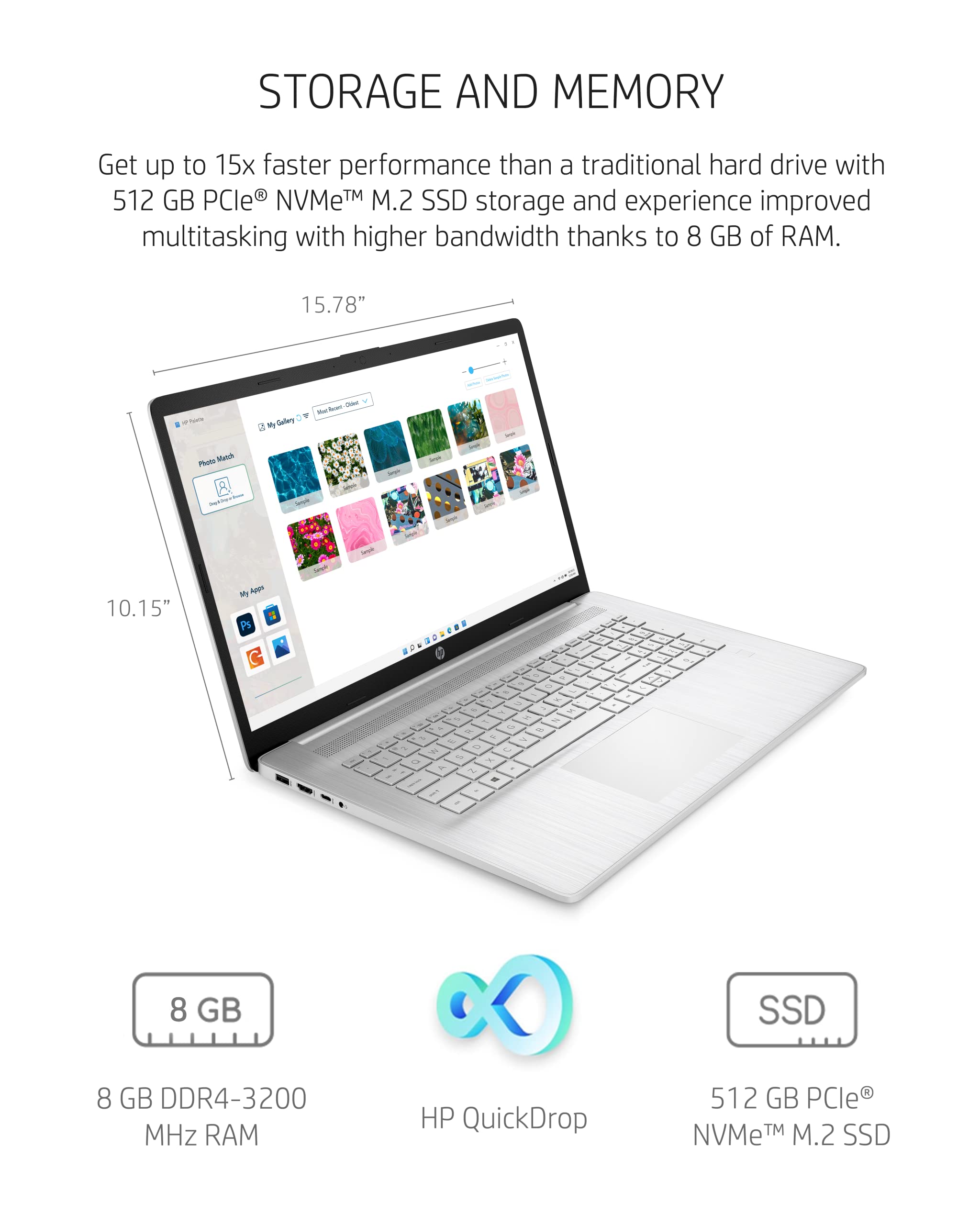 HP 17 Laptop PC, 11th Gen Intel Core i5-1155G7, 8 GB RAM, 512 GB SSD Storage, 17.3-inch Full HD IPS Display, Windows 11 Home, Anti-Glare Screen, Long Battery Life, Webcam & Mics (17-cn1020nr, 2021)