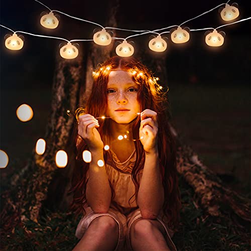 Uonlytech Panda Shape String Light Battery Operated Decorative String Lamps Cute Panda Hnaging Light for Bedroom Garden Parties Wedding Holiday