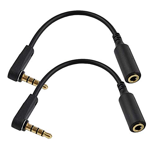 Seadream 2PACK 6 inch 4-Pole 3.5mm Male Right Angle to 3.5mm Female Stereo Audio Cable Headset Extension Cable Replacement for Beats Dr. Dre Studio iPhone,M to F Audio Cable
