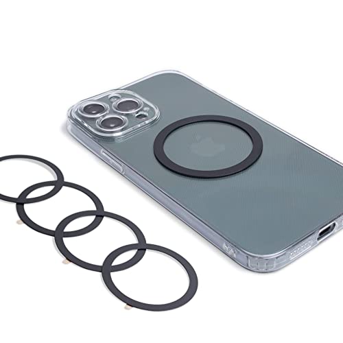 Wannap Magnetic Wireless Charger Universal Metal Rings,for MagSafe-Compatible Charger on iPhone 13/12 Pro/Max/Mini Case and Samsung Galaxy (Black - 5pcs)