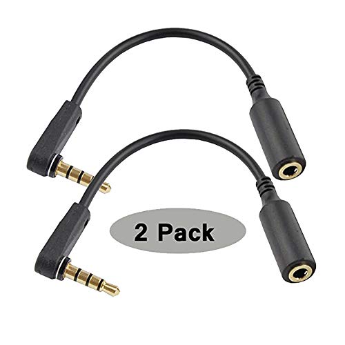 Seadream 2PACK 6 inch 4-Pole 3.5mm Male Right Angle to 3.5mm Female Stereo Audio Cable Headset Extension Cable Replacement for Beats Dr. Dre Studio iPhone,M to F Audio Cable