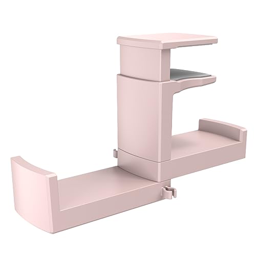 Dual Headphone Stand Holder - EURPMASK 2 in 1 PC Gaming Headset Hooks, 360 Degree Rotating Headphone Hanger with Adjustable Clamp & Cable Clip Organizer, Headset Mount Under Desk Earphone Clamp-Pink