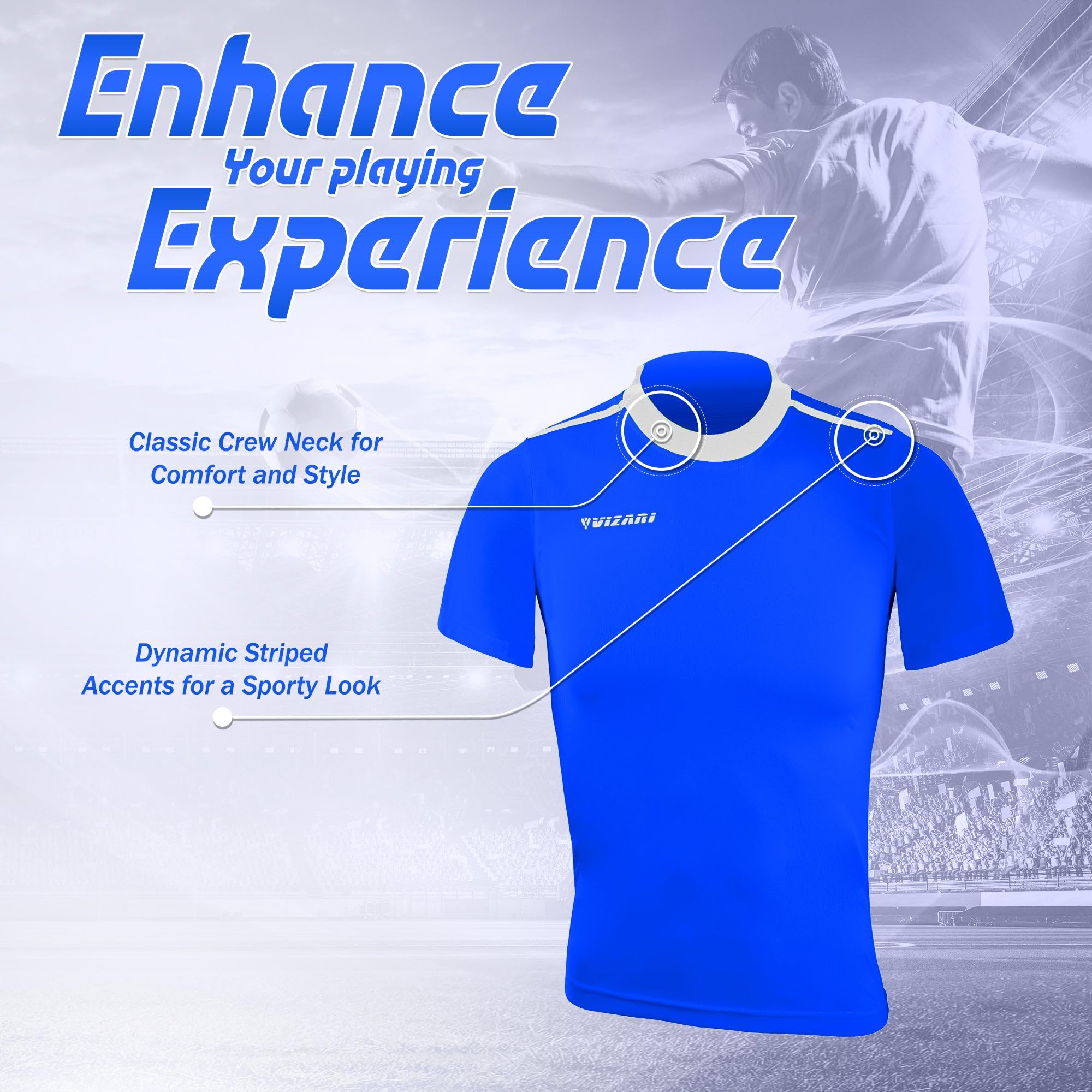 Vizari Velez Jersey for Men and Women | 100% Polyester Adult Soccer Goalie Jersey for Exceptional Performance Royal