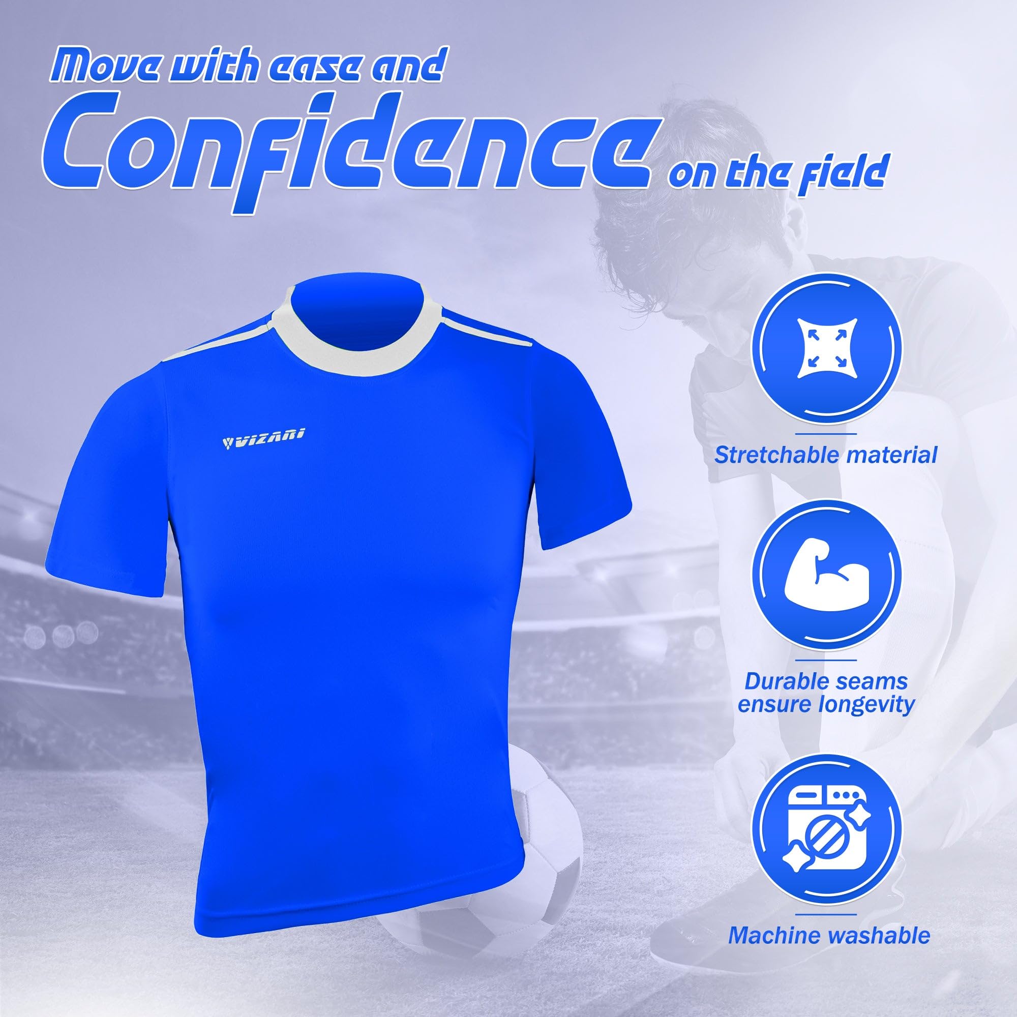 Vizari Velez Jersey for Men and Women | 100% Polyester Adult Soccer Goalie Jersey for Exceptional Performance Royal
