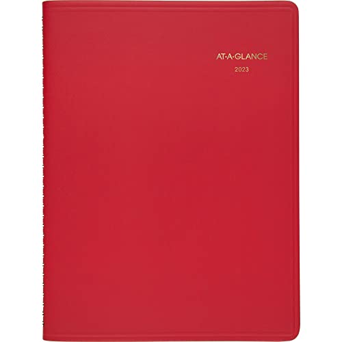 AT-A-GLANCE 2023 Weekly Planner, Quarter-Hourly Appointment Book, 8-1/4" x 11", Large, Fashion Color, Red (7094013)