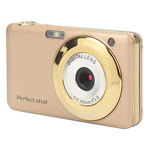 4K Digital Camera, 48 MP Camera with 2.7in HD Screen, 8X Optical Zoom Portable Digital Camera, Vlogging Camera for Children Beginners(Gold)