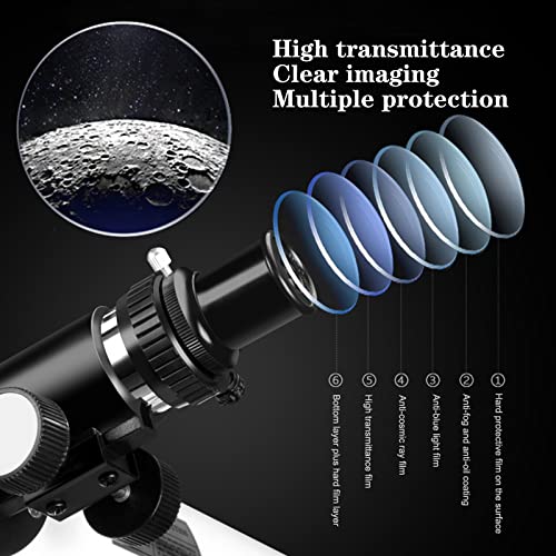 WUEURU Reflector Telescope, 76mm Aperture 700mm AZ Mount Portable Astronomy Refractor Telescope, (35X-525X) Multi-Coated High Transmission Telescope & Adjustable Tripod, Smartphone Adapter