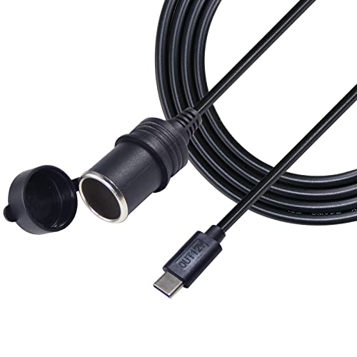 QIUCABLE USB C to Cigarette Lighter Adapter - 3ft 12V USB Type-C Male Plug to Cigarette Lighter Adapter Cable, 12 Volt USB-PD to Car Cigar Adapter Female Socket Power Cable