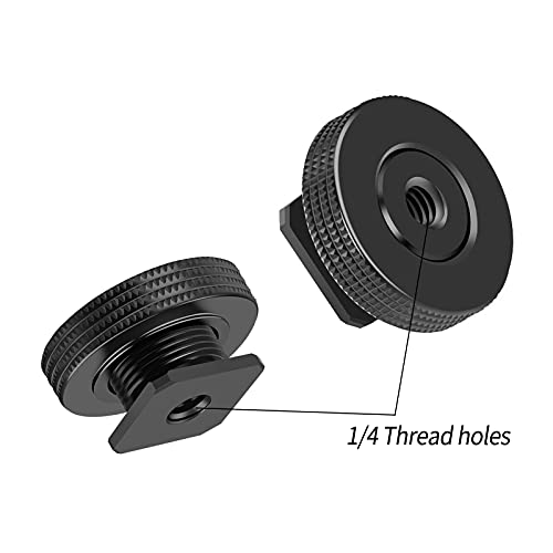 [2 Packs]- Atmoshue 1/4" Female Thread to Hot Shoe Adapter, Hot Shoe Mount Adapter with 1/4 to 1/4" Male Screw Adapter for Magic Arm, Monitor, Video Light