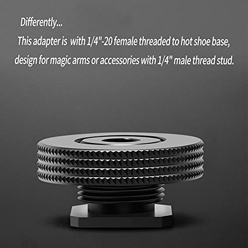 [2 Packs]- Atmoshue 1/4" Female Thread to Hot Shoe Adapter, Hot Shoe Mount Adapter with 1/4 to 1/4" Male Screw Adapter for Magic Arm, Monitor, Video Light